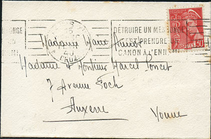 Les flammes de 1939 à 1945 - Un timbre : Mercure